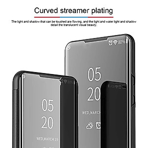 Tangyongjiao Mobile Phone case,Cell Phone Cover case for Oppo Reno2 Z / Reno2 F Plated Mirror Horizontal Flip Leather Case with Holder (Color : Black)