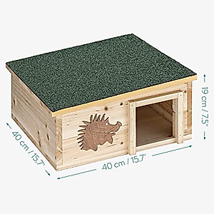Navaris Wood Hedgehog House - Wooden Hideout for Hedgehogs - Small Animal Shelter for Hiding, Sleeping, Nesting, Outdoors - Pet Play Cage Accessory