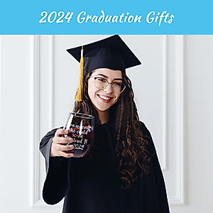 Futtumy Graduation Gifts, She Believed She Could So She Mastered It 2024 Stemless Wine Glass, 2024 Graduation Gifts for Her Friend Masters Degree College High School Graduates College Grad, 17Oz