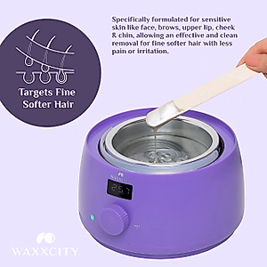 Hard Wax Beads, Waxxcity 1lb Glitter Grey Hair Removal Wax for Sensitive Skin, Specific for Facial Finer Softer Hair, At Home Waxing Beads Large Wax Beans Refill for Women Men