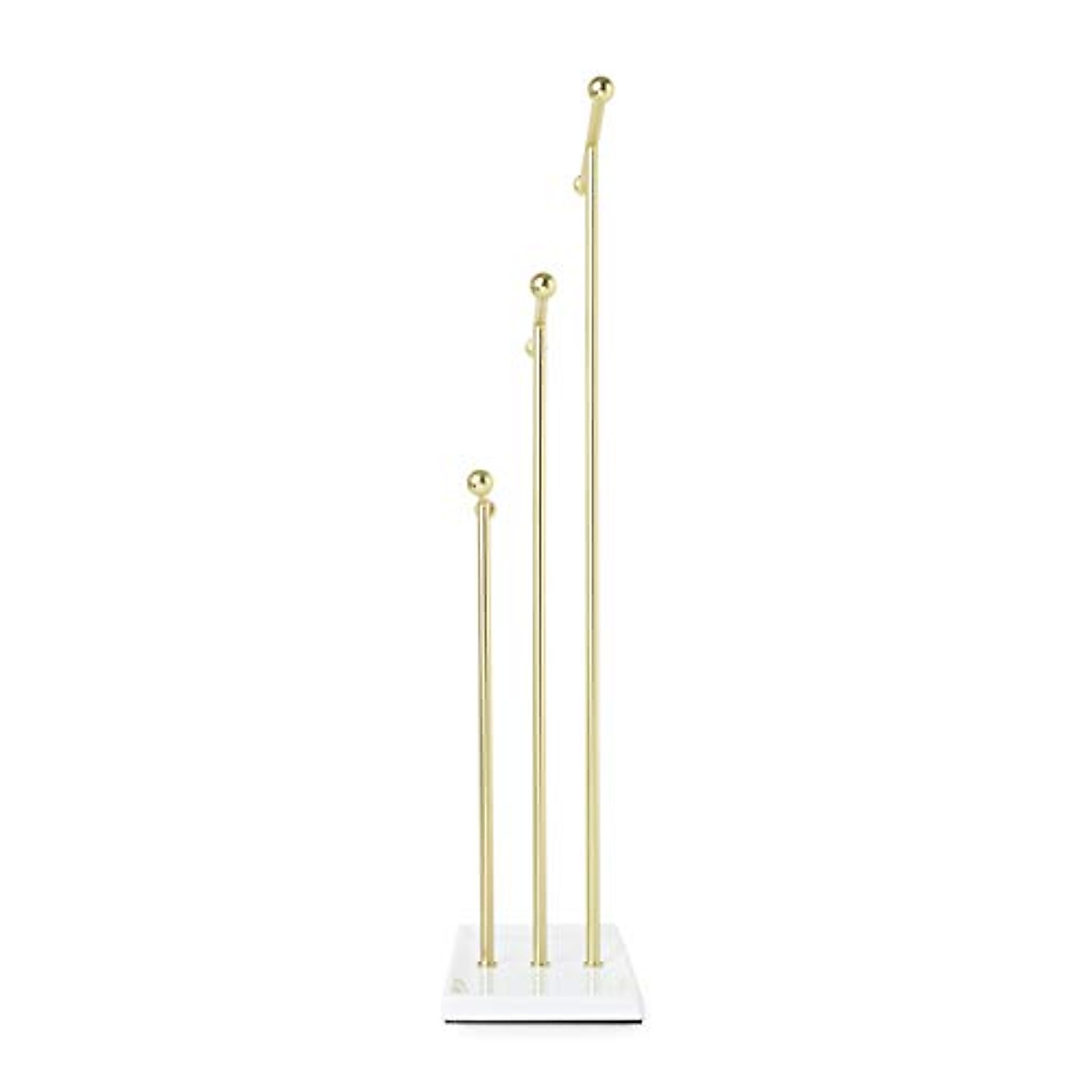 Umbra Trigem Hanging Jewelry Organizer Tiered Tabletop Countertop Free Standing Necklace Holder Display, 3, Brass/White