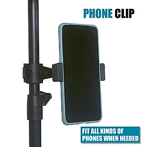 GLEAM Sheet Music Stand - Full Metal with Carrying Bag, Phone Holder, Sheet Music Folder and Clip, 5 in 1 Desktop Book Stand