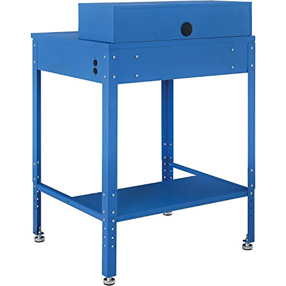 Global Industrial Flat Top Shop Desk w Pigeonhole Compartments, 34-1/2"W x 30"D x 38 to 42-1/2"H, Blue