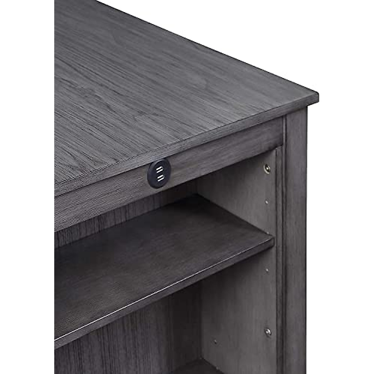 New Classic Furniture Heston Storage Counter Table Set with Two Chairs, 36-Inch, Gray