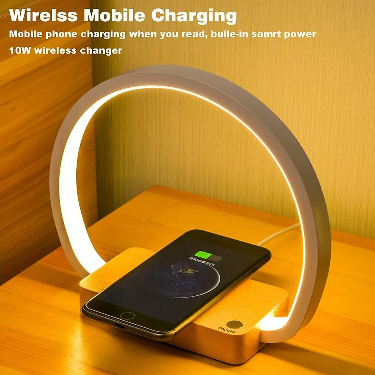 Starstrips Bedside Table Lamp,Touch Lamp with 10W Wireless Charging,3 Color Modes Dimmable LED Desk Lamp,Nightstand Reading Lamp for Bedroom,Living Room,Office(BTL01)