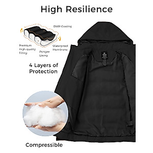 wantdo Men's Windproof Puffer Coat Insulated Winter Jacket with Hood Black Small