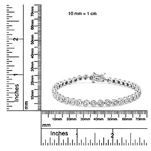 Haus of Brilliance .925 Sterling Silver 1.0 Cttw Miracle Plate Set Diamond Bezel Link Design Tennis Bracelet (I-J Color, I3 Clarity)