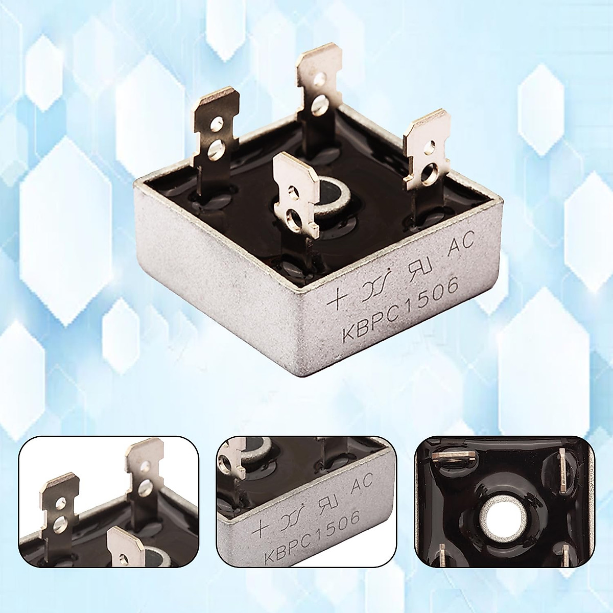 2pcs KBPC1506 Bridge Rectifier DIP-4 Square Bridge 15A/600V GBU Footprint Bridge Stack Cutable Feet