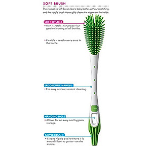 MAM Baby Bottle Cleaning Brush, Soft Brush Baby Bottle Cleaner, BPA-Free Rubber Cleaning Brush for Bottles and Cups, Yellow/White, 1-Count