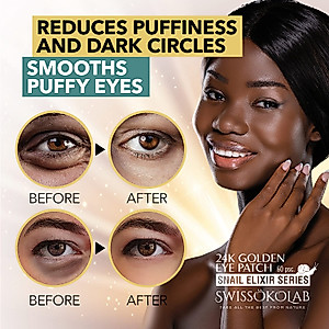 SWISSÖKOLAB Under Eye Patches For Puffy Eyes 24k Gold Eye Mask Dark Circles And Puffiness Collagen Eye Gel Pads Moisturizing & Reducing Wrinkles Anti-Aging Hyaluronic Acid (Snail Series)