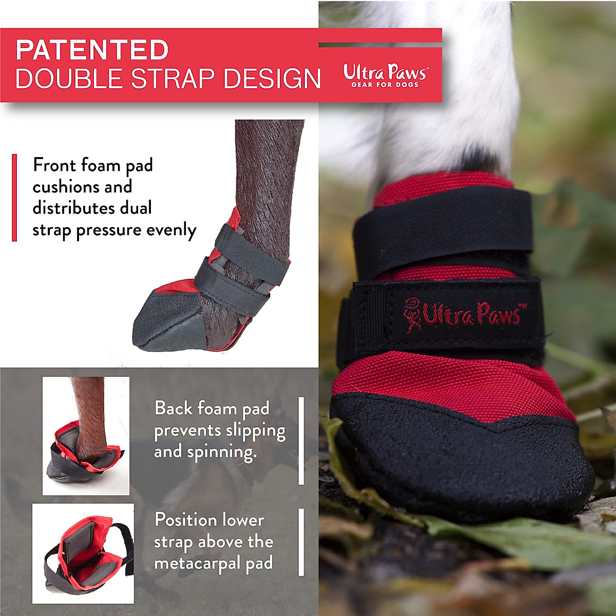 Ultra Paws Durable Dog Boots SMALL Red