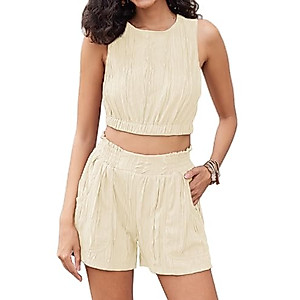 Feager Women Two Piece Outfits Lounge Sets Shorts Crop Tank Tops 2024 dressy Clothes Summer going out