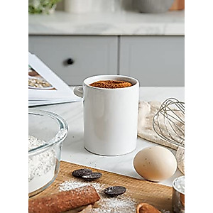 LE TAUCI Sugar Bowl with Lid and Spoon, Ceramic Sugar Bowl, Sugar Jar for Kitchen, Coffee bar, Countertop, 12 oz Salt Container, Modern Farmhouse Kitchen Decor, White