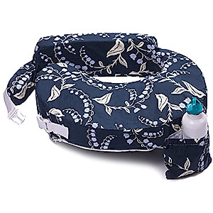 My Brest Friend Original Nursing Pillow for Breastfeeding, Nursing and Posture Support with Pocket and Removable Slipcover, Navy Bluebells