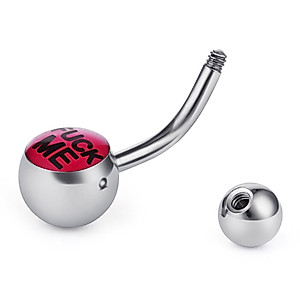 COTTVOTT Naughty Belly Button Rings with Letters Navel Piercings Body Jewelry (mix different letters 10pcs)