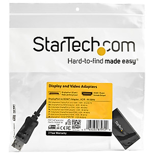 StarTech.com DisplayPort to HDMI Adapter - 4K 60Hz HDR10 Active DisplayPort 1.4 to HDMI 2.0b Video Converter - 4K DP to HDMI Adapter Dongle for Monitor/Display/TV - Latching DP Connector (DP2HD4K60H)