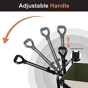 DOBEGARDEN Collapsible Folding Wagon Bearing 220lbs Beach Wagon Portable Utility Garden Cart Heavy Duty Grocery Wagon for Camping Picnic Shopping and Travel Trailer with All Terrain Silent Wide Wheels