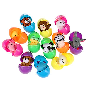 BILLMOSS Easter Eggs with Finger Puppets - 12 Packs Easter Basket Stuffers Party Favors for Kids Easter Eggs Hunt (Not Pre-Filled)