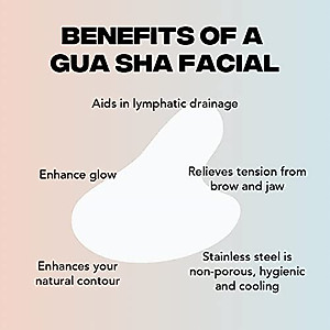 SACHEU Stainless Steel Gua Sha - Metal Gua Sha, Gua Sha Facial Tools Stainless Steel, Reduce Puffiness, Lymphatic Drainage, Facial Tension, Durable Stainless Steel Gua Sha Tool with Travel Pouch
