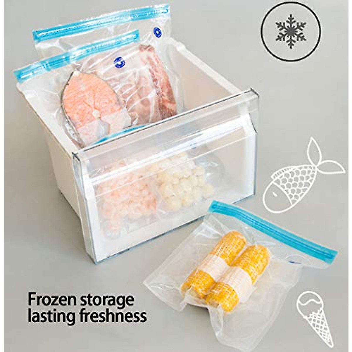 Daarcin Sous Vide Bags 3 Size Mixed 18pcs BPA Free Reusable Vacuum Sealer Bags Keep Food Flash with 2 Sealing Clips (18pcs Mixed no Pumb)