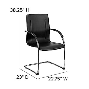 Flash Furniture Siena 4 Pack Black Vinyl Side Reception Chair with Chrome Sled Base