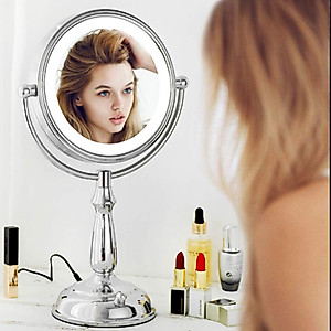 Professional 8" Lighted Makeup Mirror, 10X Magnifying Vanity Mirror with 26 Medical LED Lights,Double Sided Dimmable Cosmetic Mirror,Brightness Adjustable Desk Lamp Alternative,Gift for Mother's Day