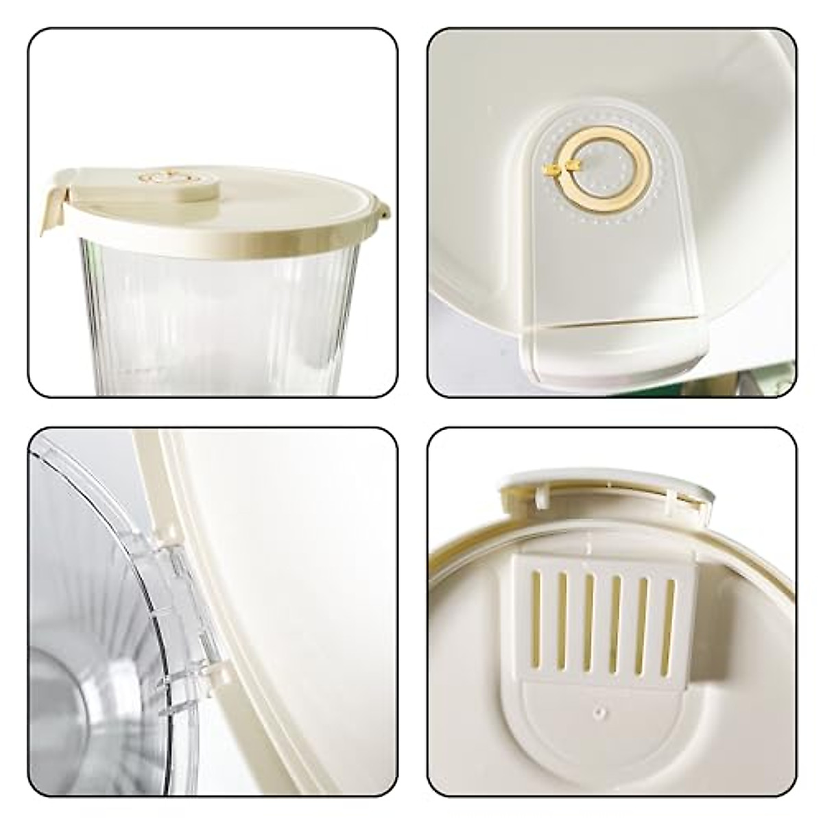 PENCK 20bl Flour Storage Container Airtight Rice Holder Dispenser Plastic Food Bin Cereal Grain Organizer Box with Locking Lid & Measuring Cup, 5-10kg Capacity, Cream