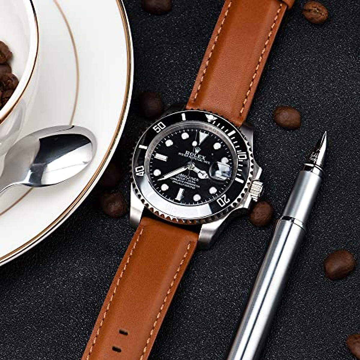 OTTOODY Leather Watch Bands Quick Release, Elegant Top Grain Leather Watch Straps for Men & Women, Choice of Color & Width - 18mm, 19mm, 20mm, 21mm or 22mm Wristbands Bracelet for Watch & Smartwatch