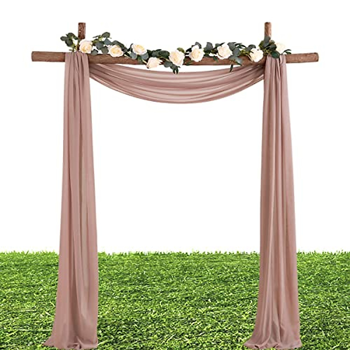 Dusty Rose 5 Yards 60" Wide Sheer Fabric Chiffon Fabric by The Yard Continuous Solid Color Draping Fabric for Wedding Party Backdrop
