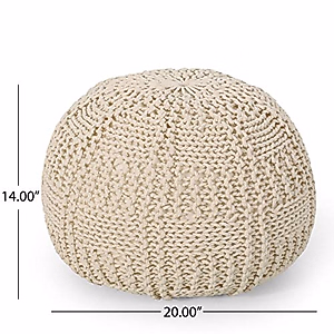 Christopher Knight Home Hortense Pouf, Ivory