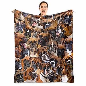 Boxer Dog Blanket,Boxer Gifts for Dog Lovers,Boxer Dog Flannel Blanket Throws for Dog Mom Dad,Soft Warm Blankets for Sofa Bed Home Decor,Gifts for Kid Teens Girls Boys Halloween Christmas,50" x 60"