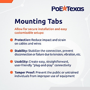 PoE Texas 56v 120w PoE Compatible Power Supply with Wall Mounting Tabs - Easy Installation for Long Distance Power Over Ethernet Network Switch, Injector, Adapter, Extender, 802.3af, 802.3at Devices
