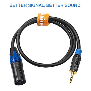 Disino 3.5mm to XLR Cable, Unbalanced 1/8 inch Mini Jack TRS Stereo Male to XLR Male Microphone Audio Cable - 3.3 FT