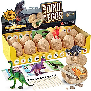 Dig a Dozen Dino Egg Dig Kit - Egg Dinosaur Toys for Kids 3-12 Year Old - 12 Easter Eggs & Surprise Dinosaurs. Science STEM Activities - Educational Boy Toy Party Gifts for Boys & Girls Ages 3-5 5-7