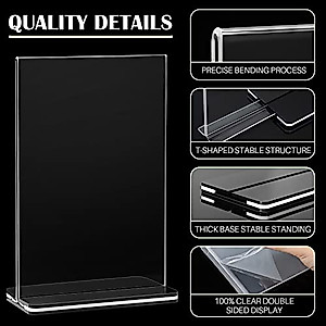 24 Pack Acrylic Sign Holder 4 x 6 Inch Clear Table Sign Holder Double Sided T Shape Plastic Desktop Display Holder Vertical Menu Stand Business Store Sign Holders for Wedding School Office Hotel Party