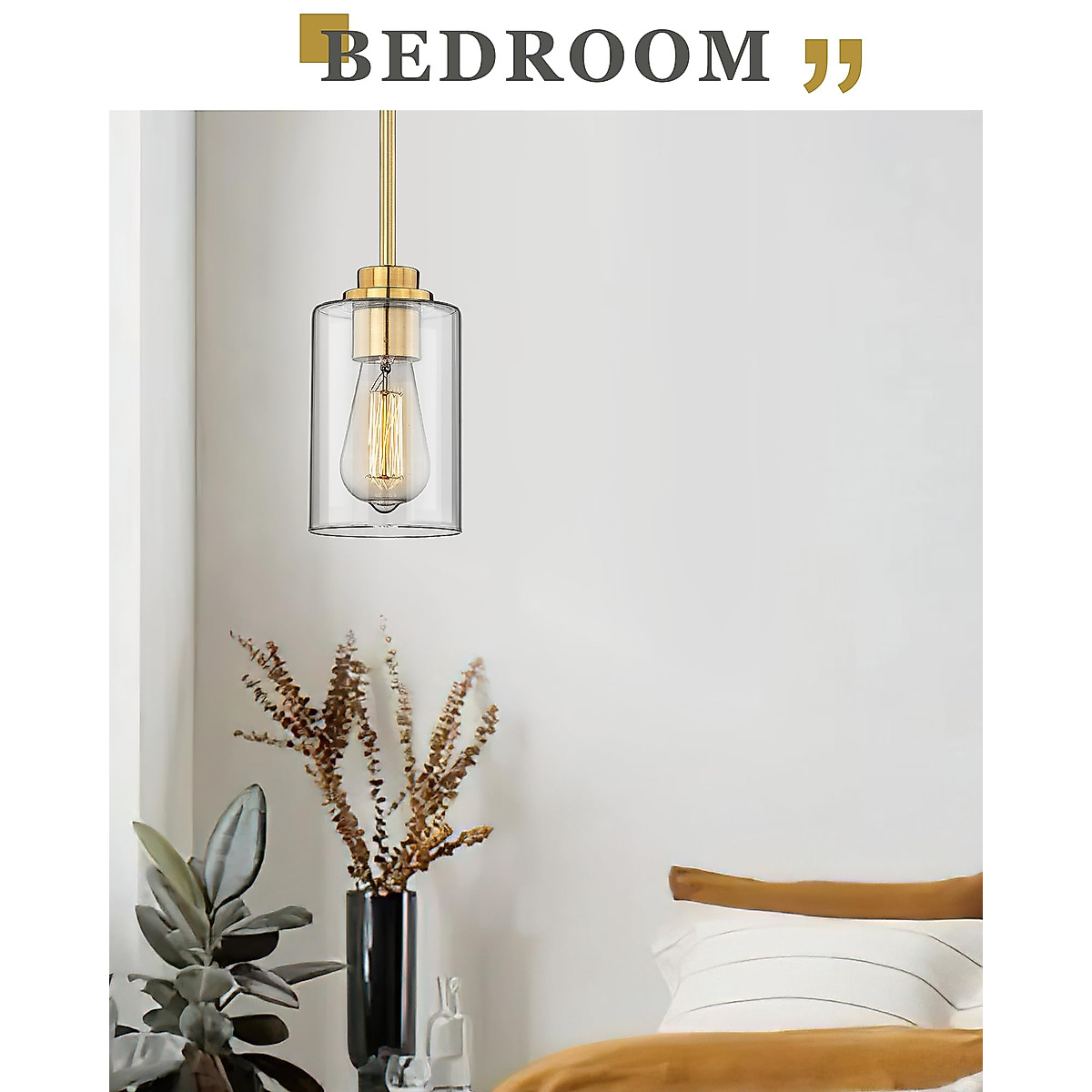 Audickic Brass Pendant Lights Kitchen Island 2 Pack, Farmhouse Gold Pendant Lighting with Clear Glass Shade, Mini Hanging Light Fixture for Kitchen Sink Dining, AD-22281-1P2-GD-C