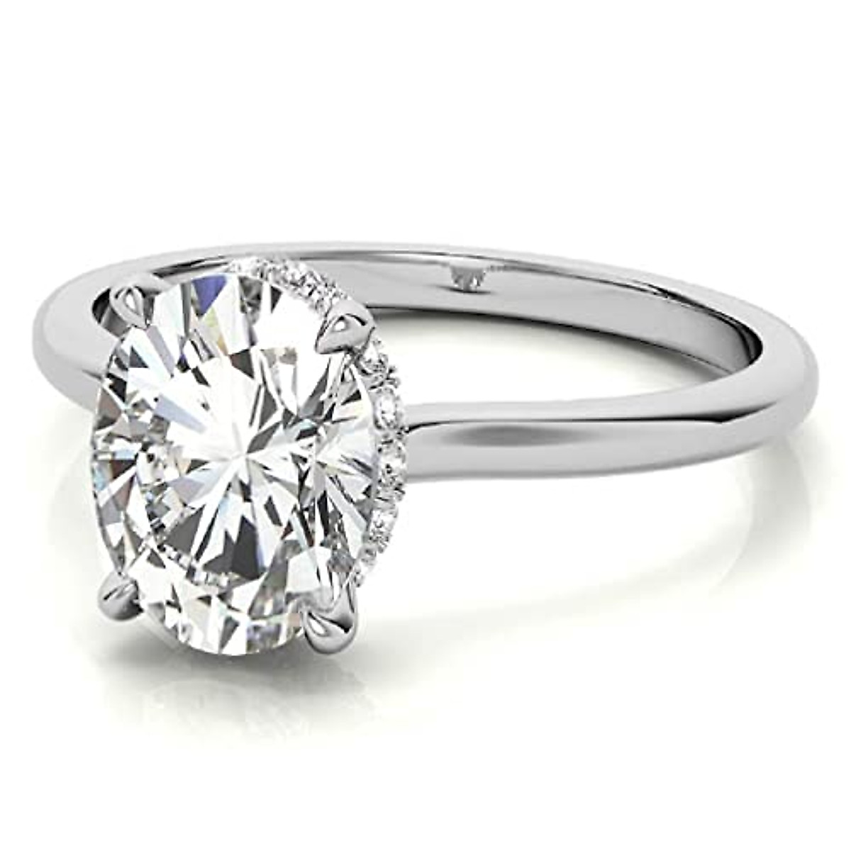 10K Solid White Gold Handmade Engagement Rings, 2 CT Oval Cut Moissanite Diamond Solitaire Bridal/Wedding Rings for Women/Her, Minimalist Ring Anniversary Ring For Gifts (5)