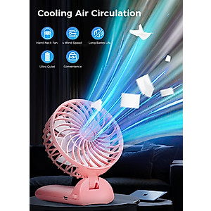 JZCreater Mini Handheld Fan,Portable Hand Held Fan, 15H Cooling Fan, Quiet 4 Speed, USB Rechargeable Battery Operated Desk Fan, Small Folding Electric Fan for Travel Outdoor Home Office Makeup, PINK