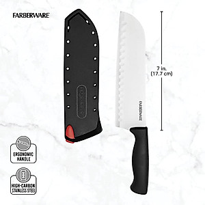 Farberware EdgeKeeper Santoko Knife, 7-inch Santoku, Stainless Steel