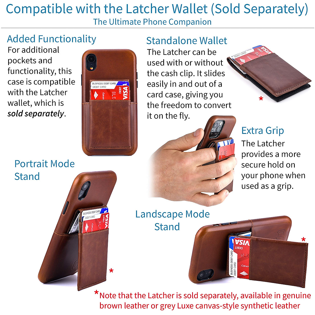 Dockem M1 Card Case for iPhone XR (6.1"): Slim Genuine Leather Wallet Case with Built-in Metal Plate for Magnetic Mounting and Lay-Flat Card Slot: Virtuosa [Brown]