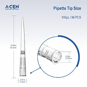 A-GEN 100uL Filter Racked Universal Pipette Tips, Clear, Gamma Sterile, DNase/RNase Free,Non-Pyrogenic (1 Rack of 96 Filter Tips, 100uL)