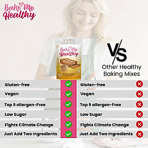 Bake Me Healthy Banana Bread Mix - 10.8 oz / 306 g - Vegan, Non-GMO, Dairy & Gluten Free Muffins - No Refined Sugar Plant-Based Baking Mix - Makes 12 Fluffy Banana Muffins or 1 Banana Loaf