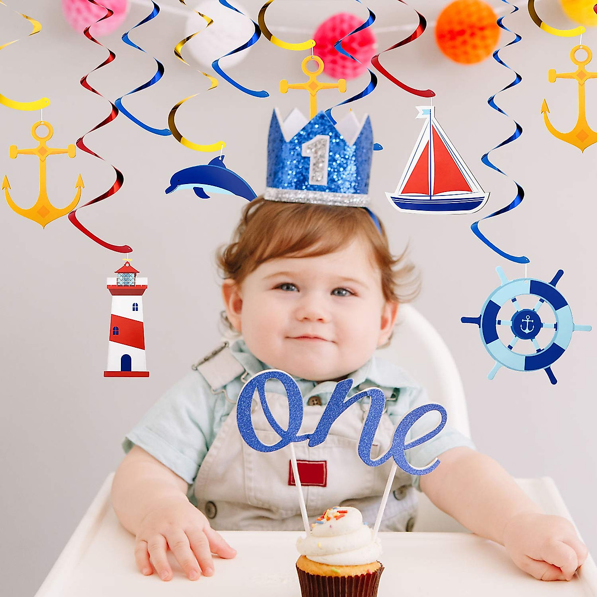 WILLBOND 20 Pieces Nautical Hanging Swirl Cruise Ship Hanging Nautical Sailor Theme Party Decorations for Birthday Baby Shower Bachelorette Party Supplies