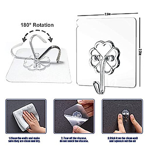 Adhesive Hooks Kitchen Wall Hooks- 20 Packs Heavy Duty 21lb(Max) Nail Free Sticky Hangers with Stainless Hooks Reusable Utility Towel Bath Ceiling Hooks 11111