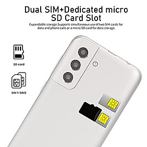 Unlocked Cell Phone, 4.5in White Mobile Phone for Smart Phone 4GB RAM 32GB ROM Dual SIM Phone, MTK6889 Deca Core, 5MP 13MP Camera, 4950mAh Battery