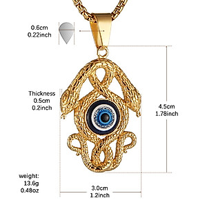 AsAlways Gold-plated Stainless Steel Snake pendant Ancient Egyptian Symbol of Protection Evil Eyes (Double-headed snake)