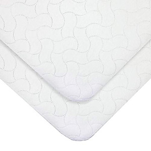 American Baby Company 2 Pack Waterproof Embossed Quilt-Like Flat Reusable Portable/Mini-Crib Size Protective Mattress Pad Cover for Babies, Adults and Pets, White 24" X 38"