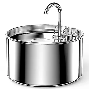 Stainless Steel Cat Water Fountain: Pet Fountains Indoor Metal Automatic Dispenser Cat Waterer Bowls Dog Faucet Bottle Pets 24/7 Running Watering for Drinking Quiet Pump with 1 Filter