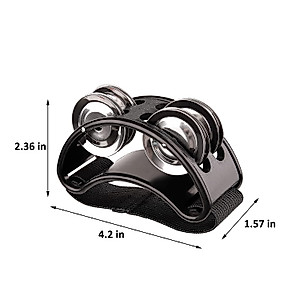 Rigych 2 Set Foot Tambourine Shaker & Rhythm Finger Shaker with Elastic Strap, Percussion Musical Instrument Set for Ukulele Guitar Drum Mandolin Banjo Playing