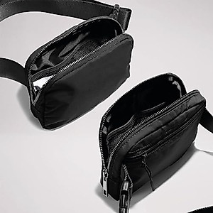 YOSHUYUKI Fanny Pack Crossbody Bag Trendy Waterproof Small Sling Cross Body Purse for Women Men Fashion Waist Packs Mini Belt Pouch Chest Bum Hip Lulu Dupes Travel Vacation Running Black